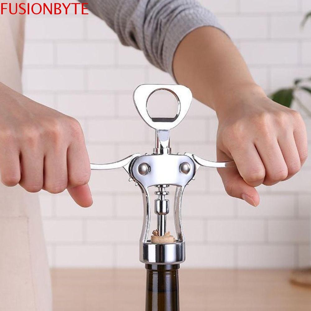 FUSIONBYTE ที่เปิดขวด, สปริงสแตนเลสโหลดไวน์ Corkscrew, อุปกรณ์ครัว 2 in 1 คู่มือขวดไวน์ Cork ...