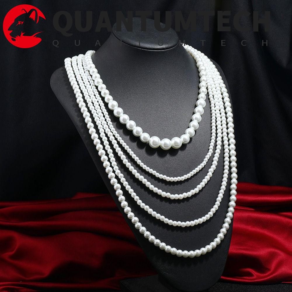 QUANTUMTECH สร้อยคอหลายชั้น, Charms Sweet Pearl Beaded สร้อยคอ,สไตล์เกาหลีเครื่องประดับคอ Body ...