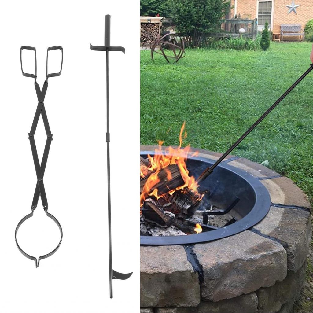 เตาผิงโป๊กเกอร์เครื่องมือแหนบเตาผิงโป๊กเกอร์ Stick แบบพกพา Fire PIT ...