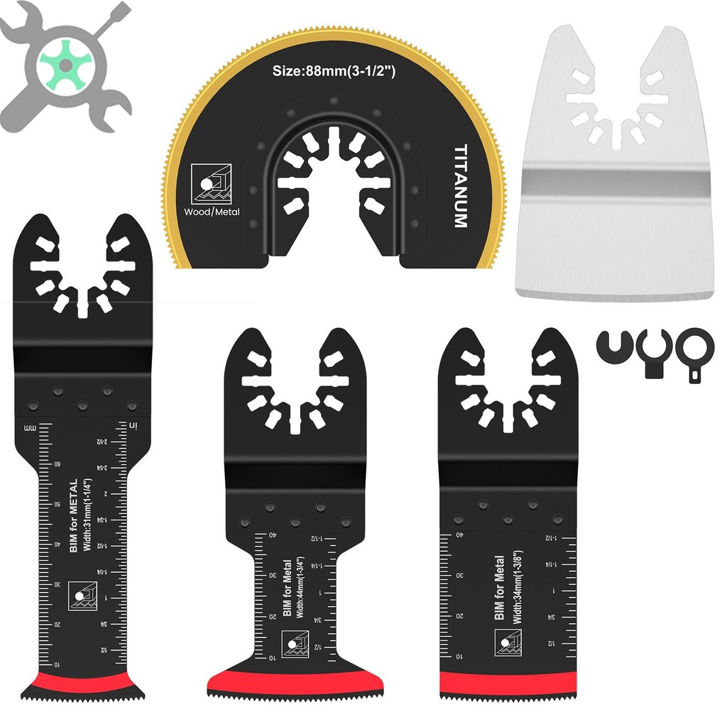 8 ชิ้น Oscillating ใบเลื่อยชุดไทเทเนียมชุบ Bi-Metal Oscillating ...