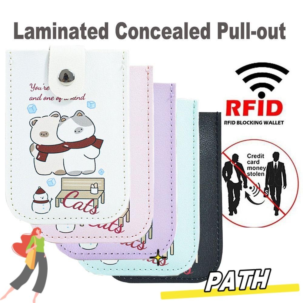 Path Mini Card Wallet, Laminated ปกปิด Pull-out Type ID Card Holder ...