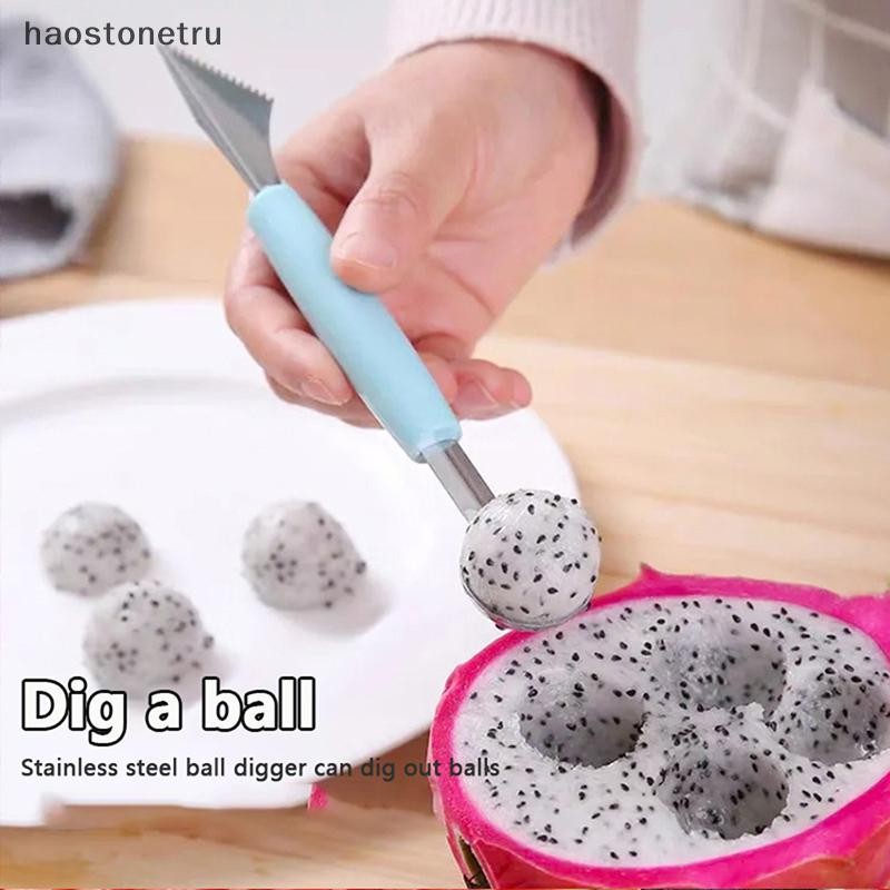 Ost Double-Head สแตนเลสผลไม้ Platter Ball Digger ลูกฟูกมีดแกะสลักแตงโม ...