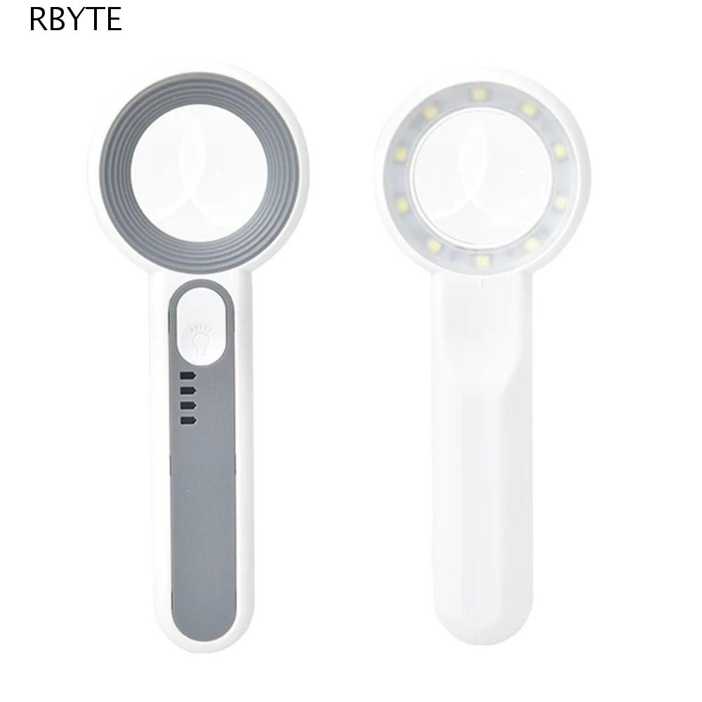 RBYTE แว่นขยายมือถือ,พร้อมไฟ LED HD แว่นขยายส่องสว่าง,แบบพกพา Loupe 5X 6X 11X 12X 30X 3 โหมดแสง ...