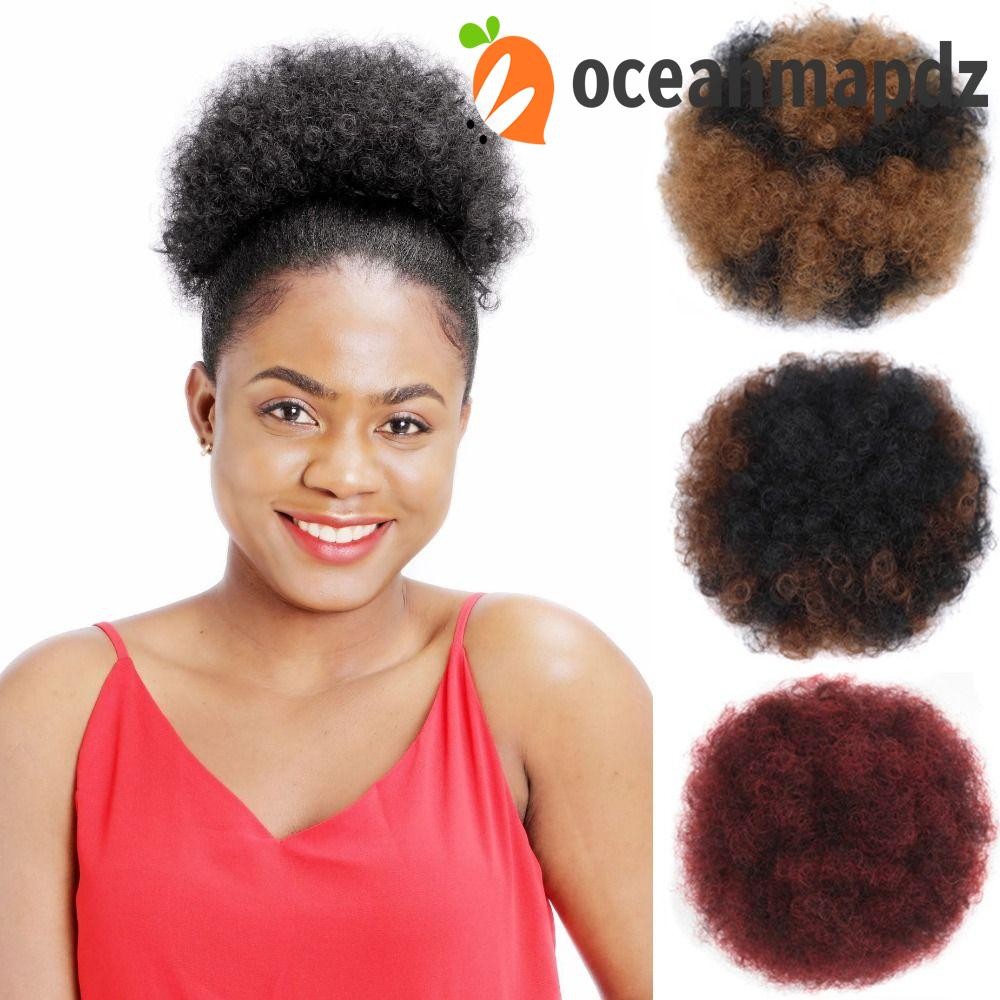 OCEANMAPDZ Afro Puff Drawstring หางม้า, Ombre Hair Extension Kinky ...
