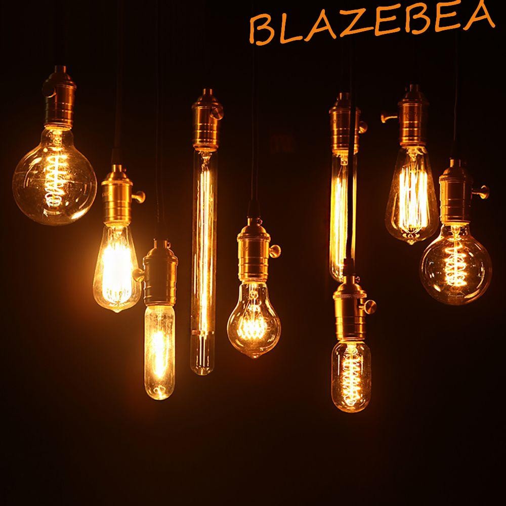 BLAZEBEA หลอดไส้ 220V E27 ตกแต่งบ้านเกลียว/straight Filament Dimmable Retro Edison หลอดไฟ ...
