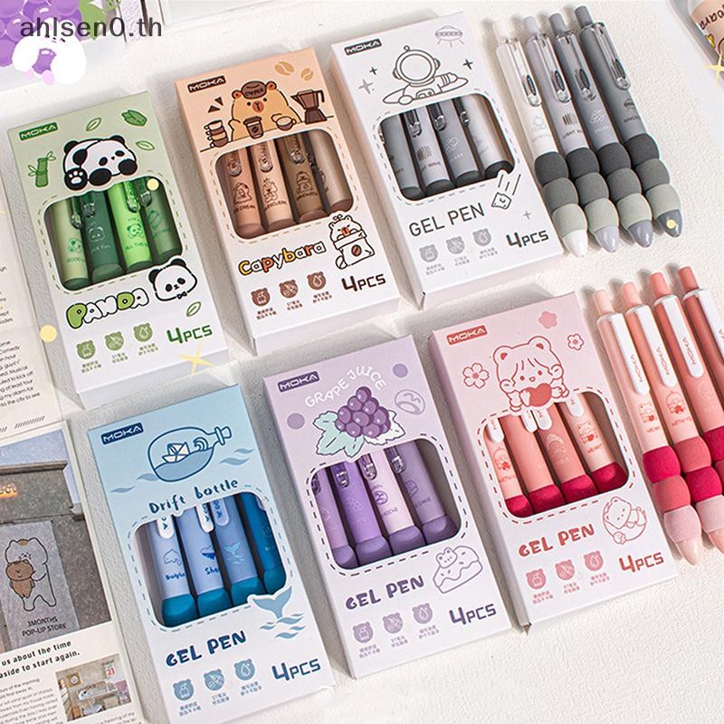 Ahlsen0 4 ชิ้น Kawaii Capybara กด Neutral ปากกาฟองน้ํานุ่ม Wrig ปากกาการ์ตูนแห้งเร็ว Wrig Smooth ...