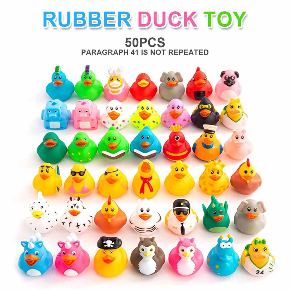 50PCS Mixed Color Rubber Duck Bath Toys - Cute Floating Bathtub Ducks ...
