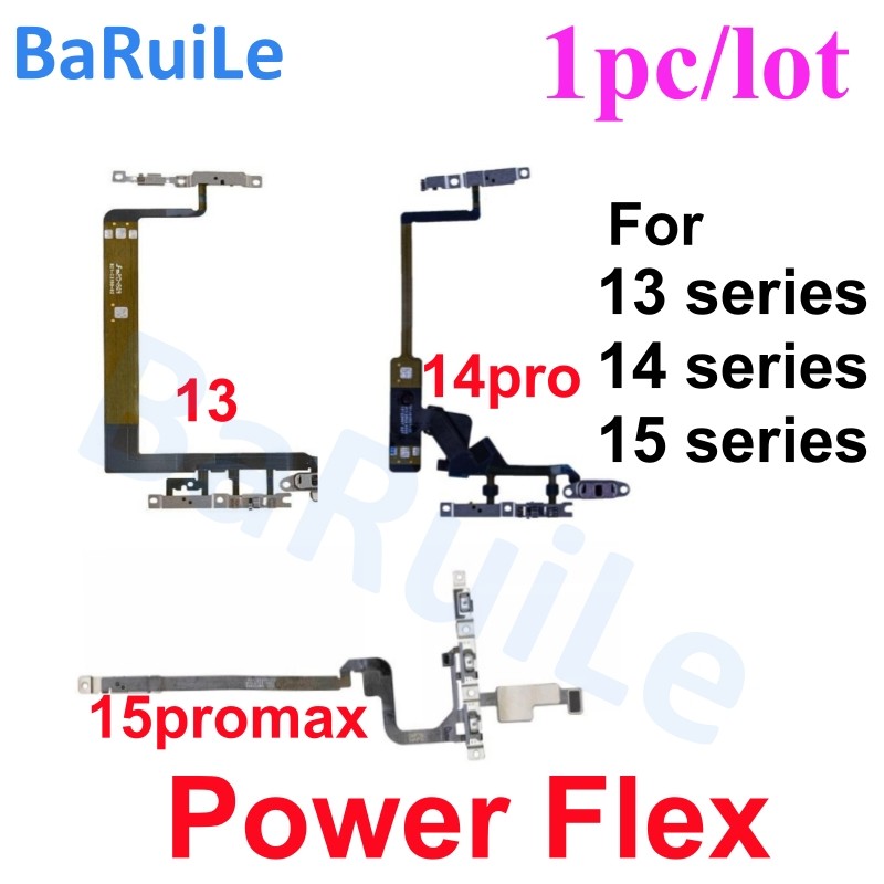 Original Power Volume Flex Cable สําหรับ iPhone 13 14 Pro Max Mini 15 Plus ปุ่มด้านข้างโลหะ ...