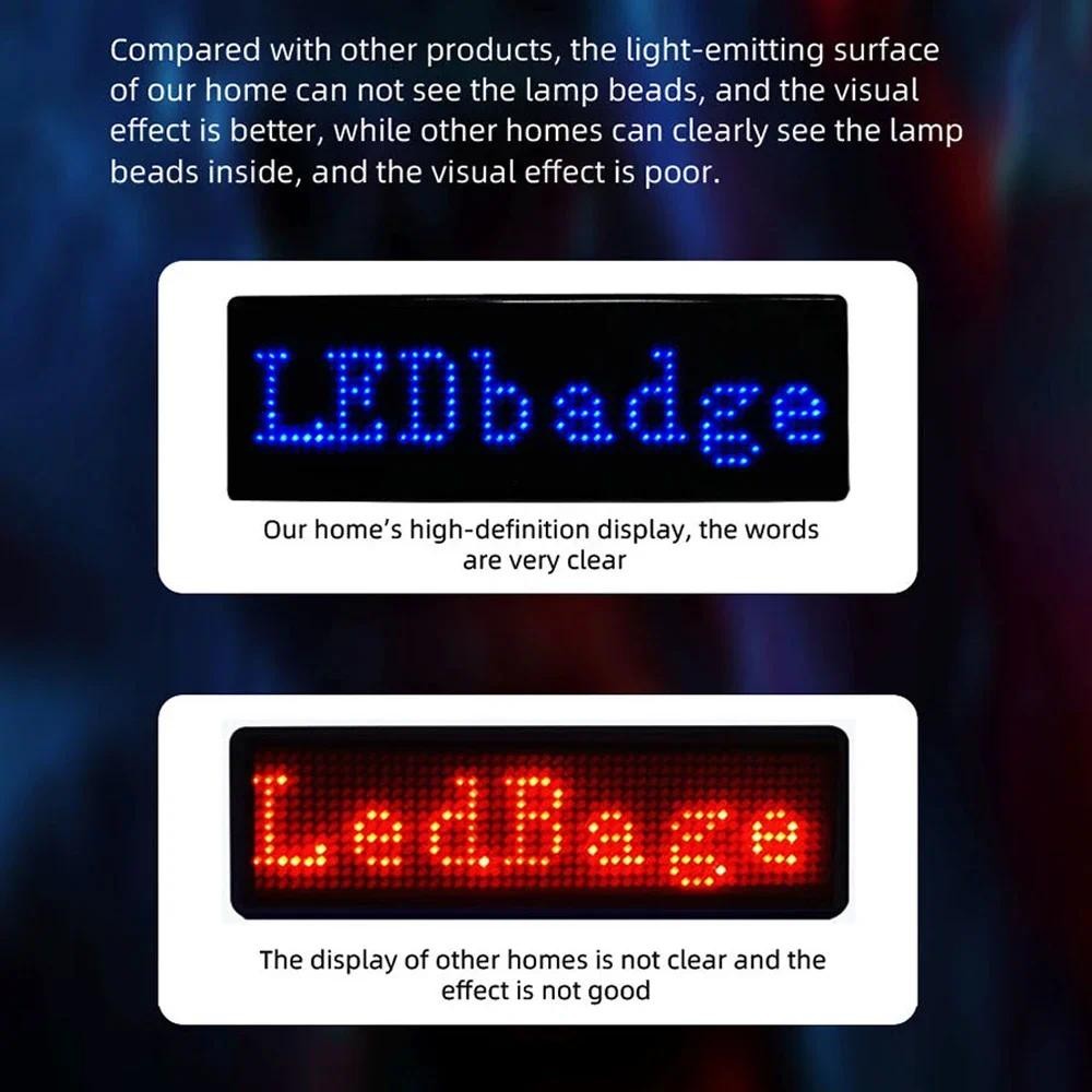 ป้ายดิจิตอล Multilingual LED USB ชาร์จ DIY โปรแกรม HD ข้อความชื่อ Badge ...