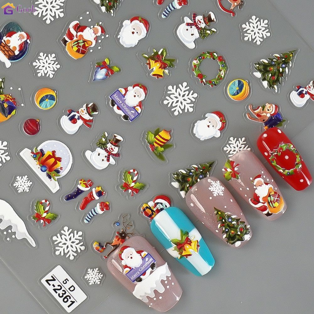 สติ๊กเกอร์ ซีรีส์คริสต์มาส สติ๊กเกอร์ติดเล็บกาว 3d 【goob】 | Shopee Thailand
