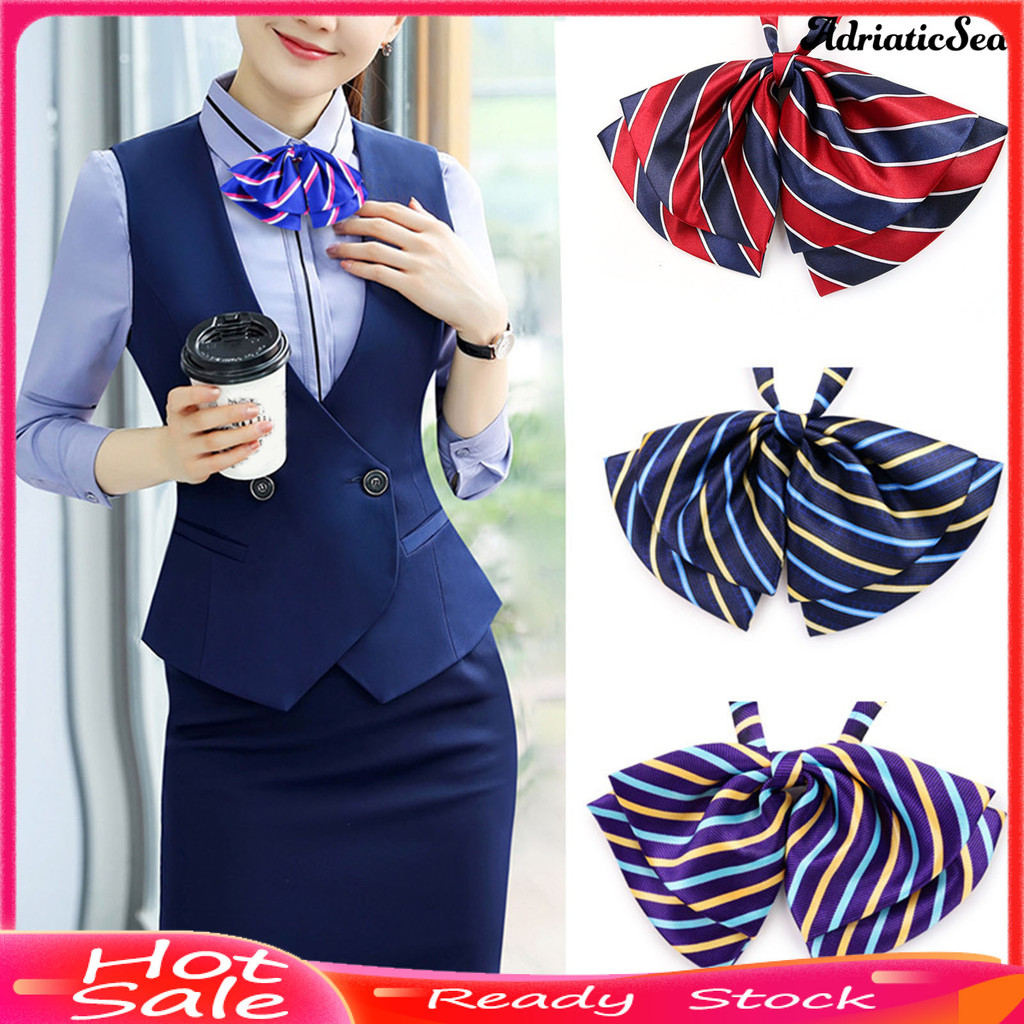[COD]☃Bow Tie Striped Color-Blocked Double-Layer Neck Tie Banks ...