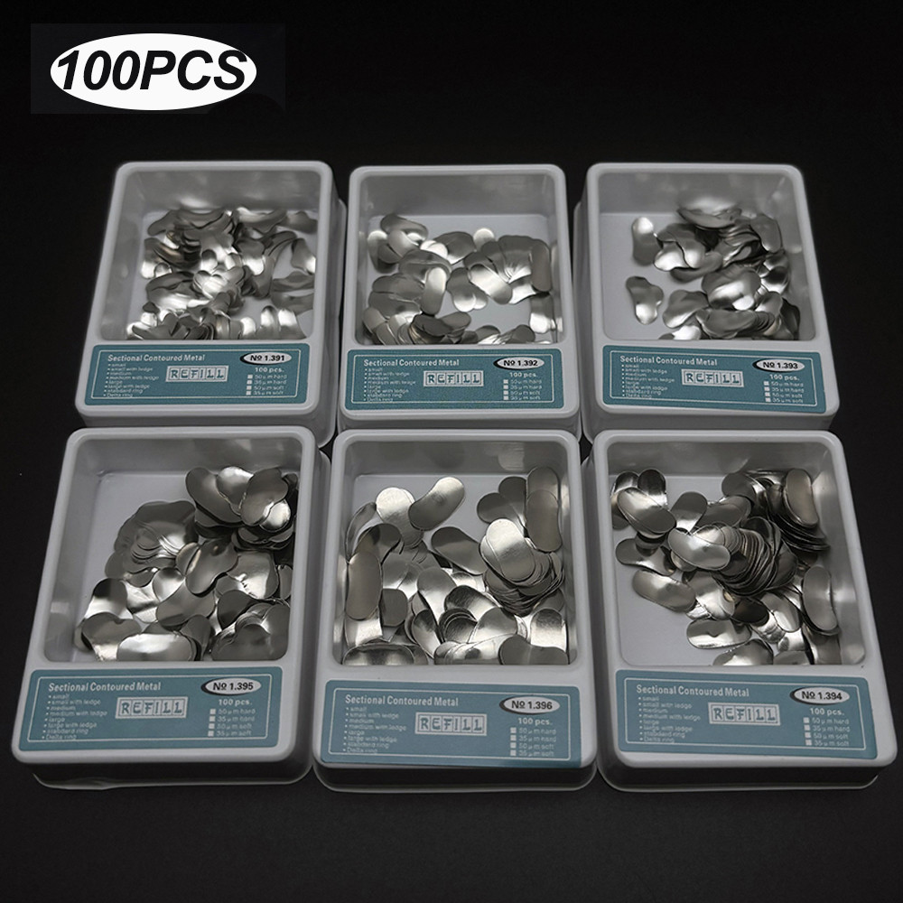 100 ชิ้นทันตกรรม Matrix Sectional Contoured Matrices Band Kit แหวนโลหะ ...