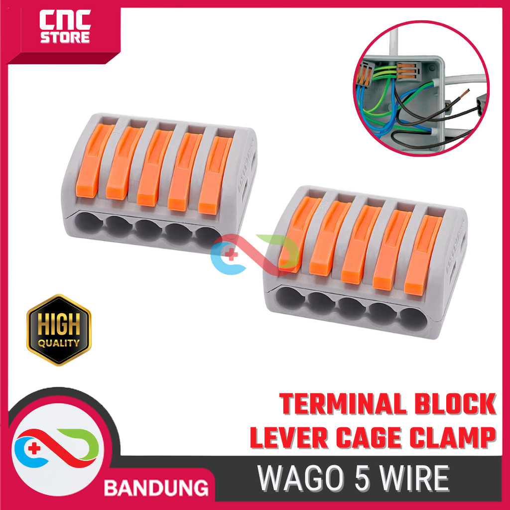 WAGO 5 WIRE TERMINAL BLOCK LEVER CAGE CLAMP | Shopee Thailand