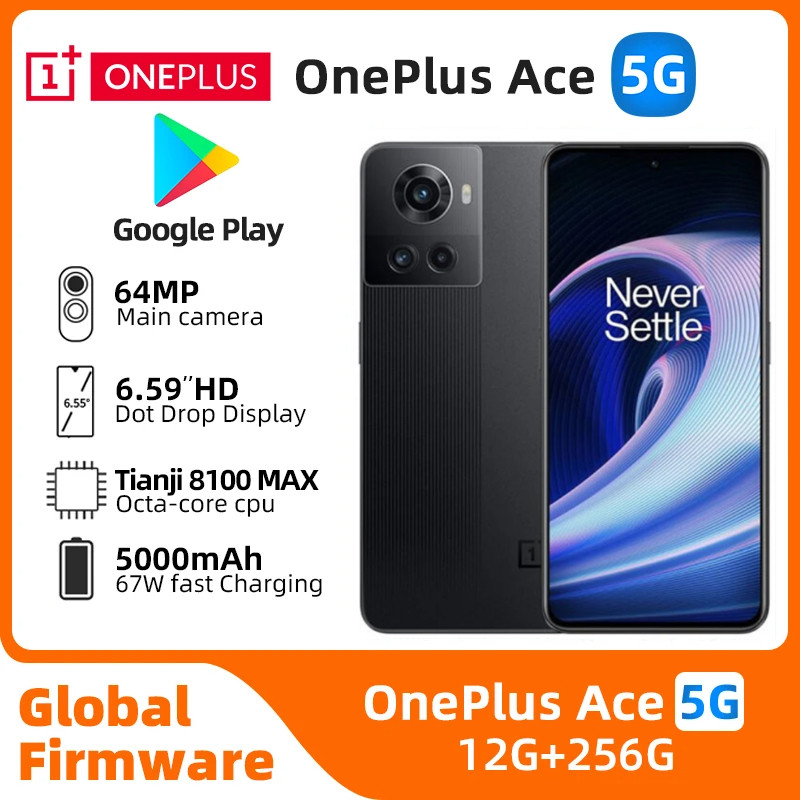 Oneplus Ace 5G Global Rom MTK ขนาด 8100 MAX 8GB 128GB ชาร์จเร็ว 120Hz AMOLED Android OnePlus 10R ...