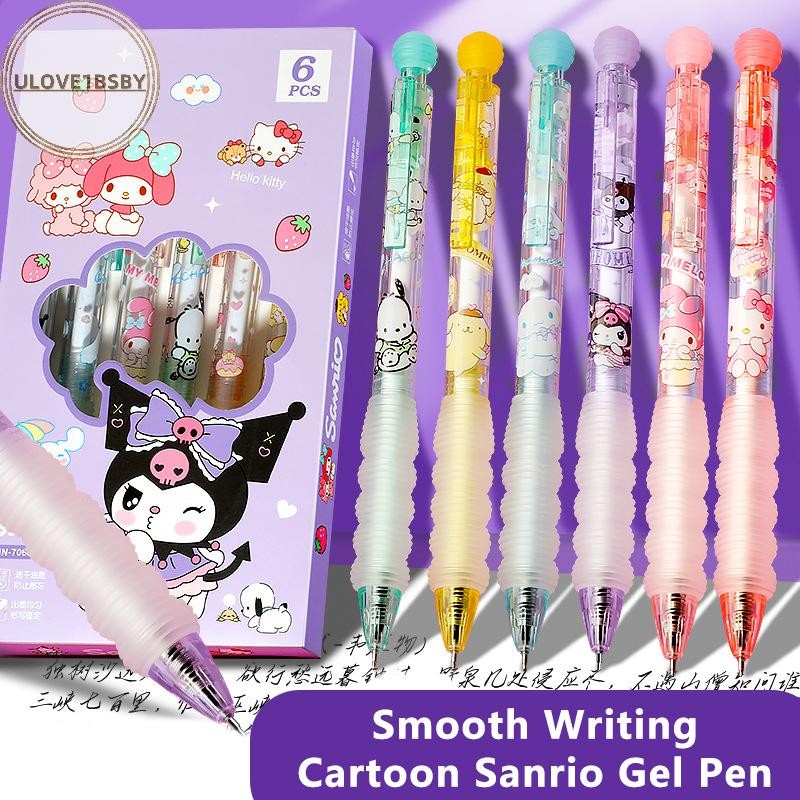 Ulove1bsby 6 ชิ้น Kawaii Sanrio Hello Kitty Kuromi Quick Drying ปากกา ...