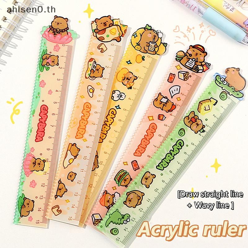 Ahlsen0 Creative 15 ซม.Copybara ไม้บรรทัดโรงเรียนอุปกรณ์สํานักงานเส้นหยักเครื่องมือวาดภาพอะคร ...