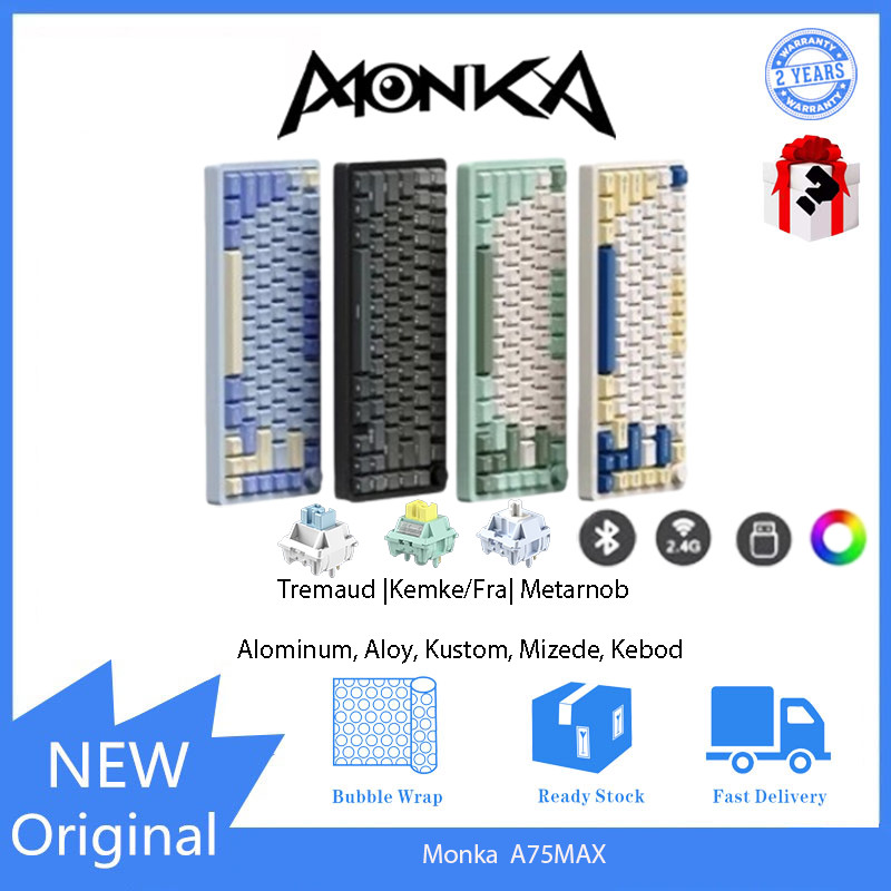 Monka A75 Max อลูมิเนียมโลหะไร้สายสามโหมดแบบถอดเปลี่ยนได้ 75 พร้อม ...