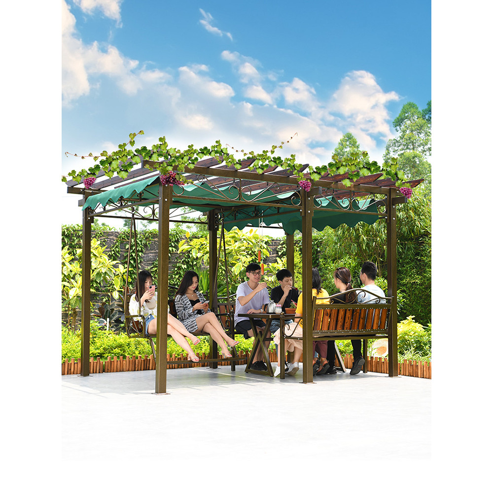 ศาลากลางแจ้ง Yuanmao โครงอลูมิเนียมอัลลอยด์ โครงตาข่ายองุ่น วิลล่า ลานบ้าน ไม้กันสนิม ร่มเงา ...