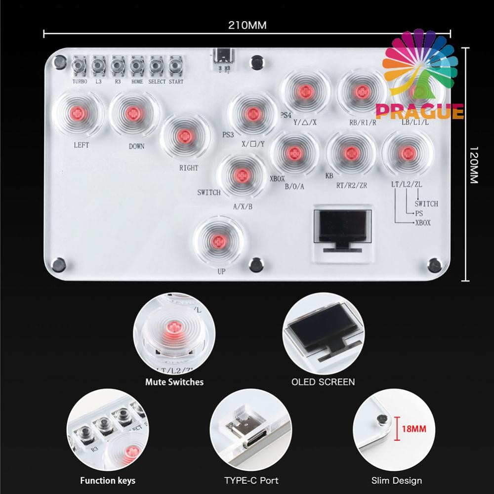 Arcade Fightstick 12Keys All-Button Stickless Arcade Stick สําหรับ PC ...