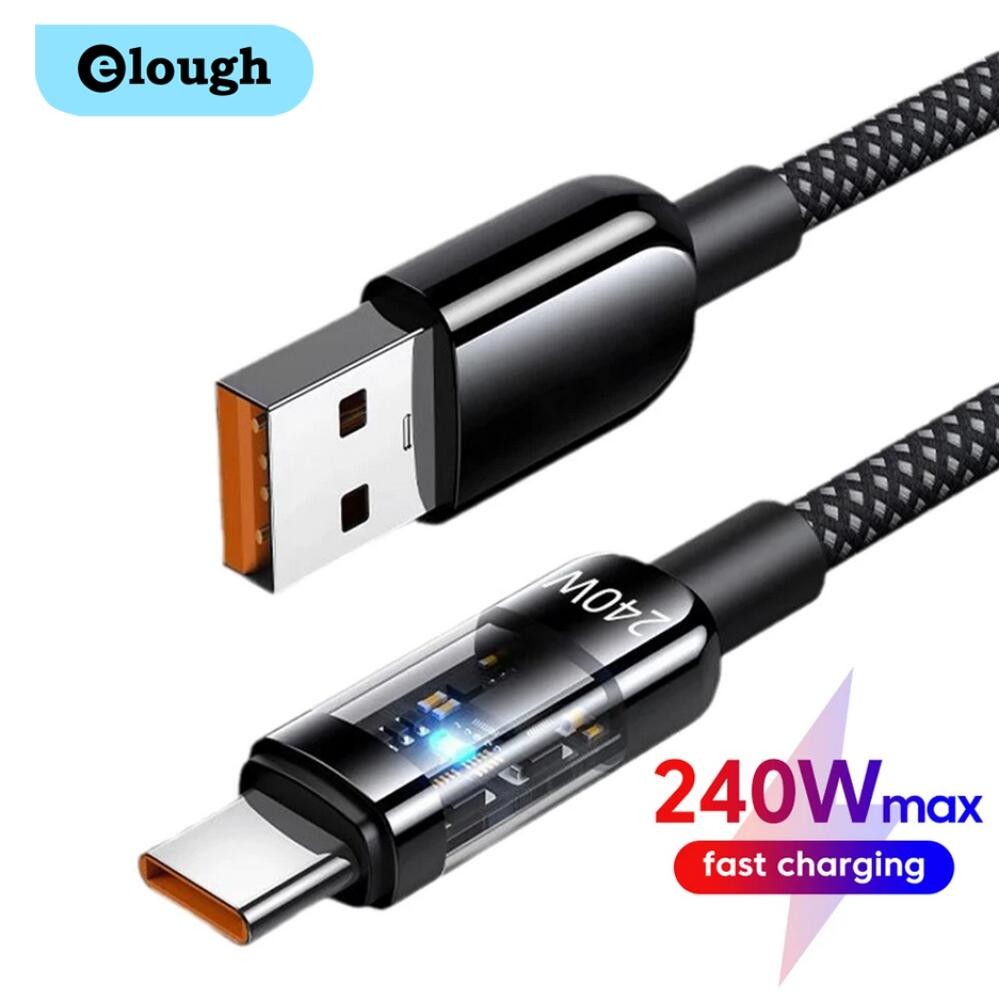 Elough 240W Fast Charging USB Type C สายเคเบิลข้อมูลสําหรับ Samsung Xiaomi Quick Charge3.0 ...