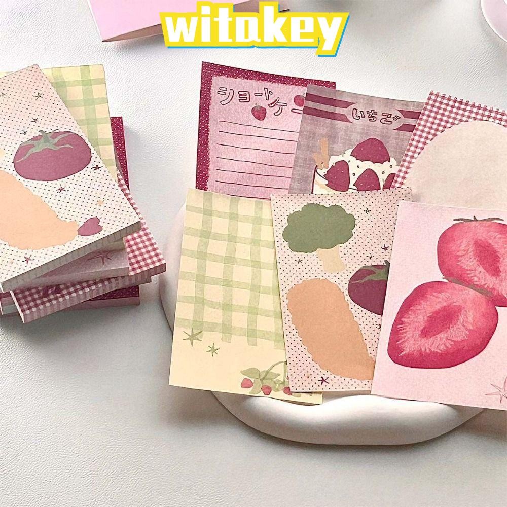 WITAKEY แผ่นบันทึก, แผ่นจดบันทึกไดอารี่การ์ตูน 50 แผ่น, ของขวัญสตรอเบอร์รี่กระดาษสมุดภาพอเนก ...