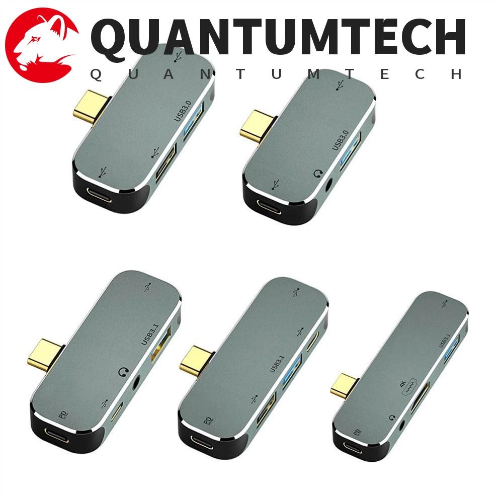 QUANTUMTECH Type-C Hub อะแดปเตอร์มัลติฟังก์ชั่น 6 ใน 1 แจ็ค 3.55 มม.ชาร์จเร็ว PD100W USB3.0 USB2 ...