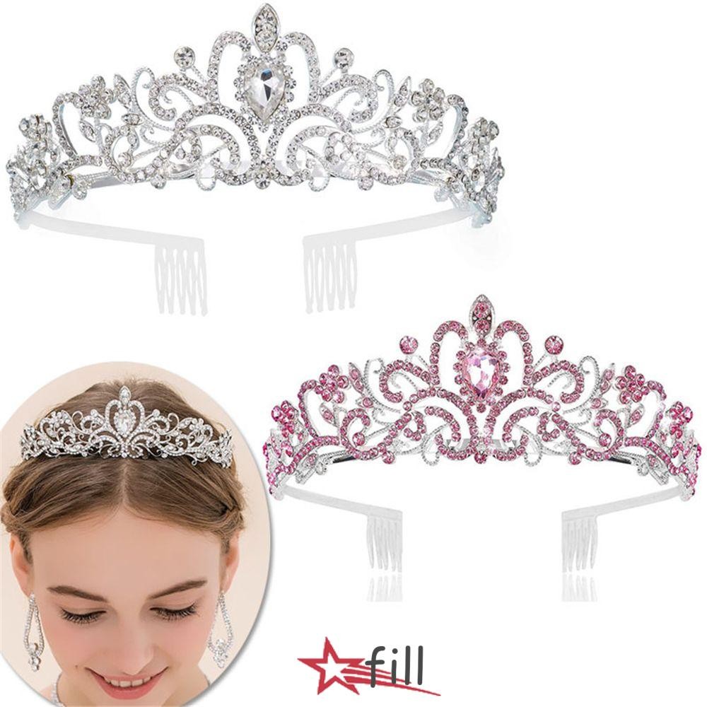Fill เงิน Tiara Crown วันเกิดเจ้าสาวอุปกรณ์เสริมผมงานแต่งงาน Prom ...