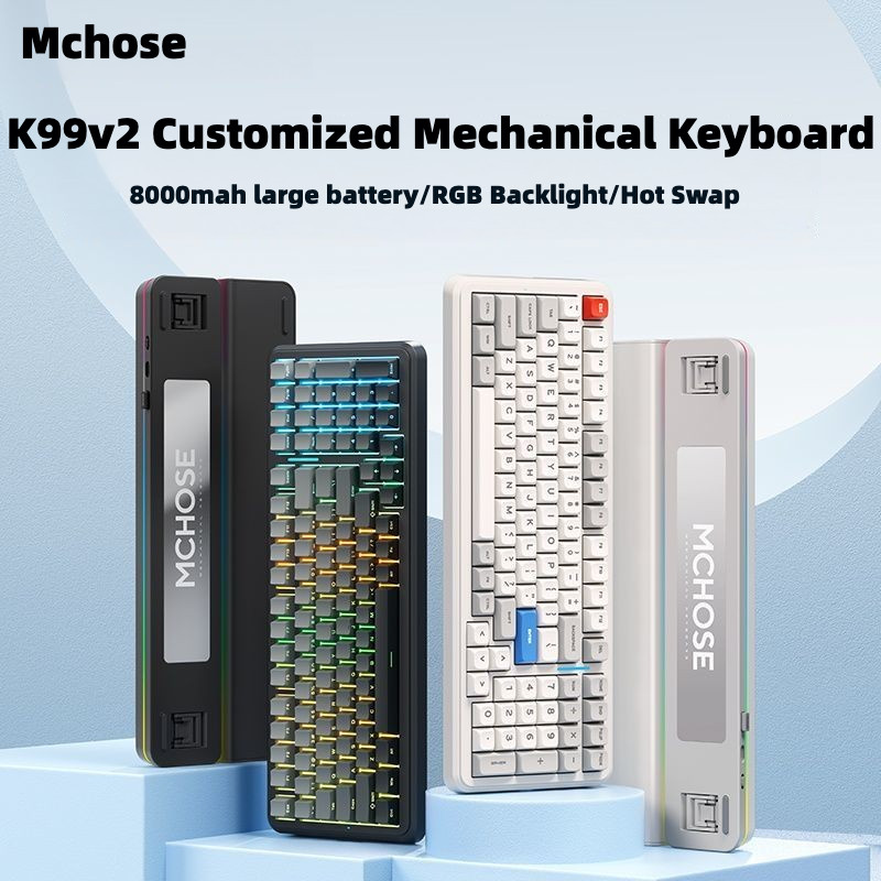MCHOSE K99 V2 Custom Mechanical Keyboard ปะเก็นโครงสร้าง 2.4g ไร้สายบลูทูธสามโหมด RGB E-sports ...
