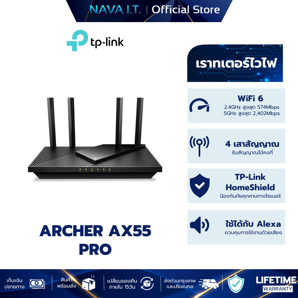 TP-LINK ARCHER AX55 PRO AX3000 MULTI-GIGABIT WI-FI ROUTER WITH 2.5G PORT | Shopee Thailand