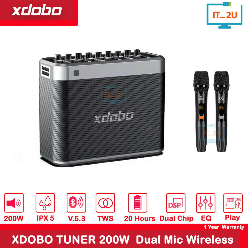 Xdobo TUNER Bluetooth Speaker 200W with Wireless microphones ลำโพงร้องคาราโอเกะ ลำโพงปาตี้ มี ...