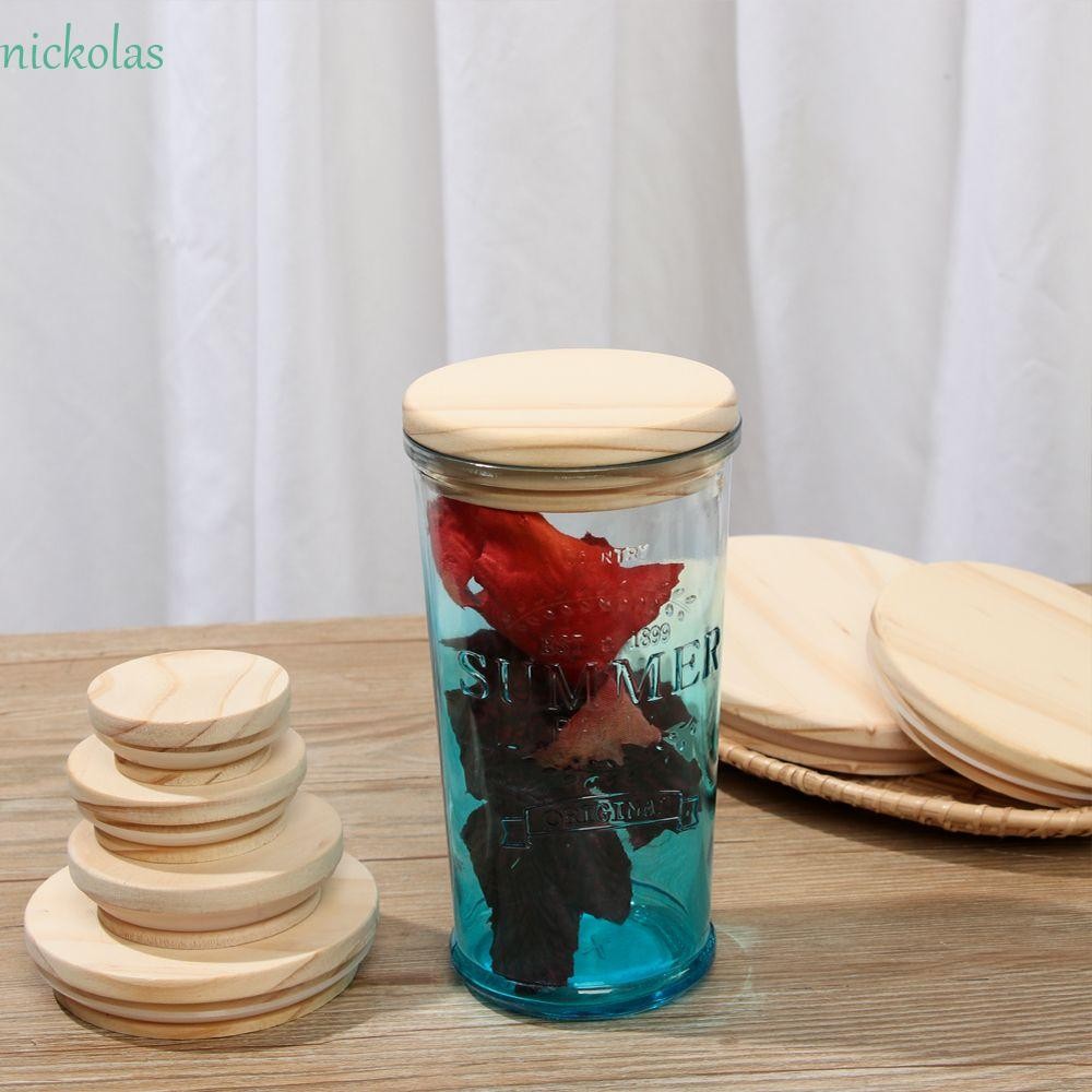 NICKOLAS Mason Jar ฝาปิดไม้ที่เข้ากันได้ฝาครอบปากกว้างไม้ฝากระป๋องไม้สน ...