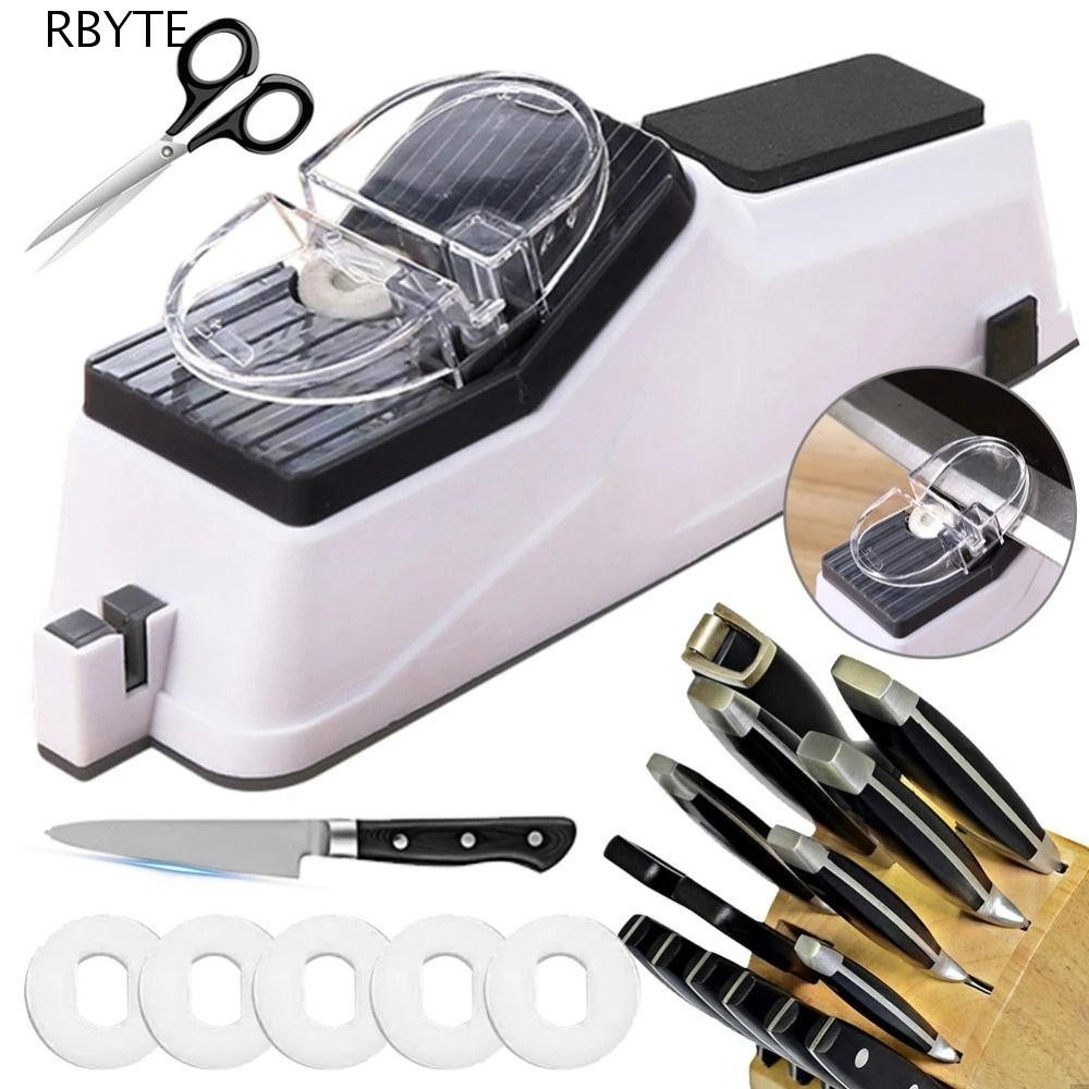 RBYTE Sharpening Stone, เครื่องเหลาไฟฟ้า USB อัตโนมัติ, เครื่องมือห้องครัวปรับสีขาว 5V/2A Quick ...