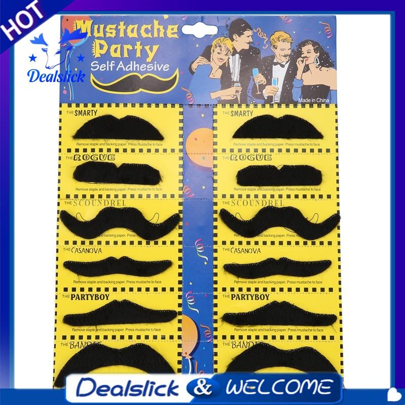 Dealslick12 Pack Self Adhesive Assorted Fake Moustache / ชุดหนวด ชุด ...