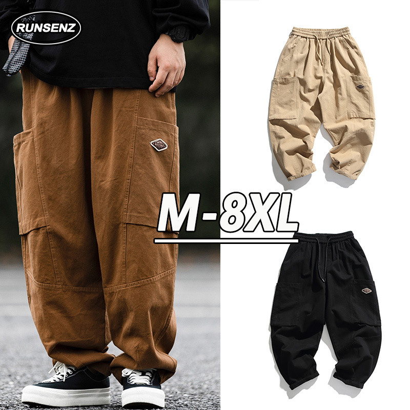 M-8xl เกาหลี Baggy Cargo กางเกงขายาวผู้ชาย High-end Casual หลวมขากว้าง Plus ขนาดกางเกง | Shopee ...