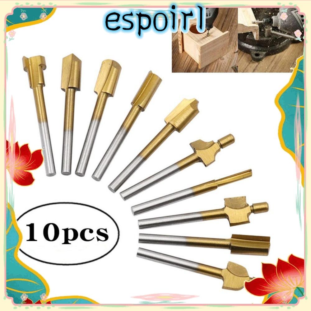 Espo 10 ชิ้นเจาะบิต, HSS DIY Router Bits, แบบพกพา 1/8" 3 มิลลิเมตร Shank Professional คุณภาพสูง ...