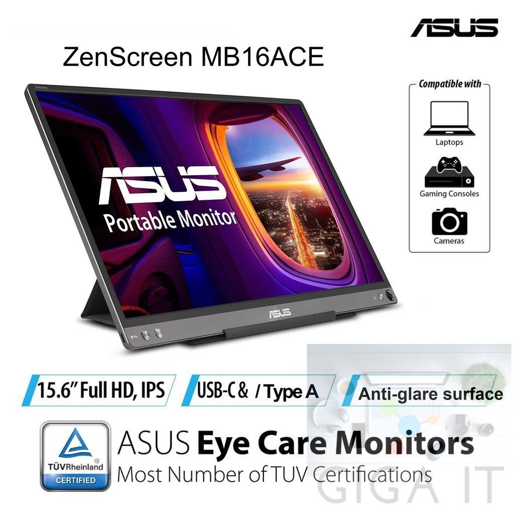 ASUS ZenScreen MB16ACE 15.6” Portable IPS Full HD (Type-C, 5ms, 60Hz ...