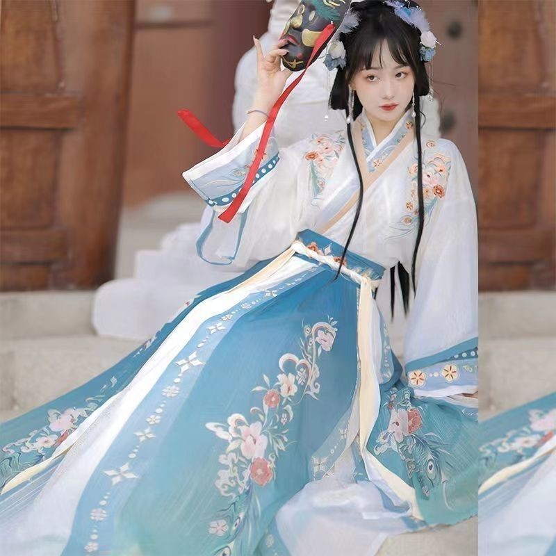 Hanfu [Huajian Ling] Chinese Cross Collar Style Cross Collar ความยาวเอว ...