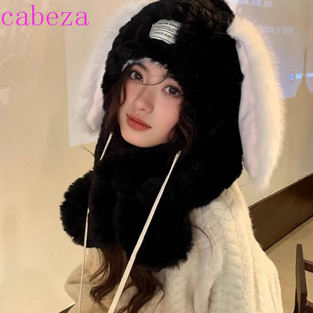 Cabeza Plush Bunny ผ้าพันคอ, Warm Soft Lop หูกระต่ายหมวก,แฟชั่นกันลม ...
