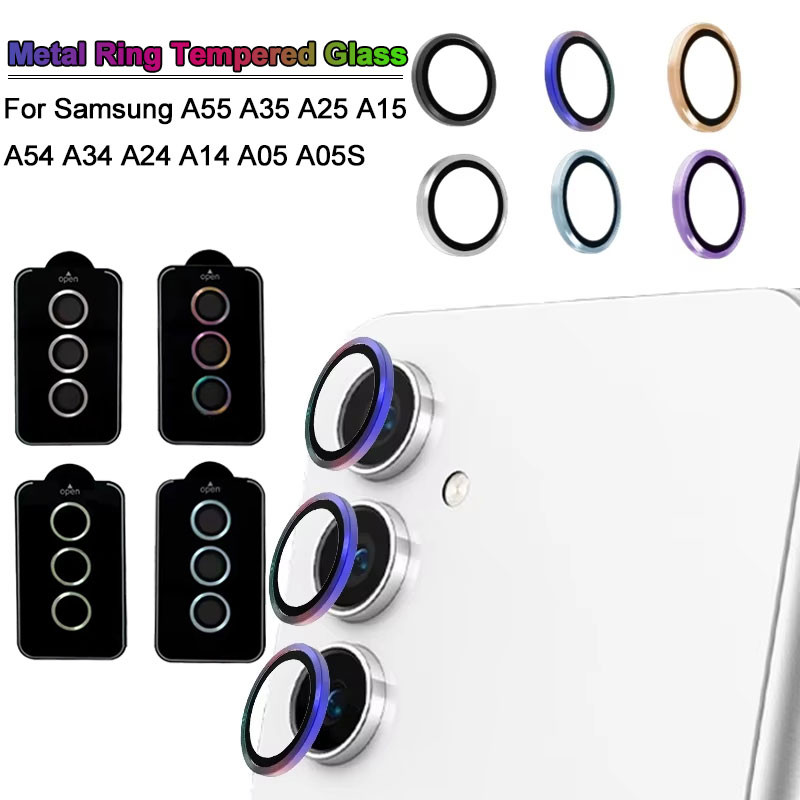 กล้องกระจกเลนส์โลหะแหวนป้องกันฟิล์ม Samsung Galaxy S24 Plus S23 S22 Ultra A56 A36 A26 A16 A06S ...