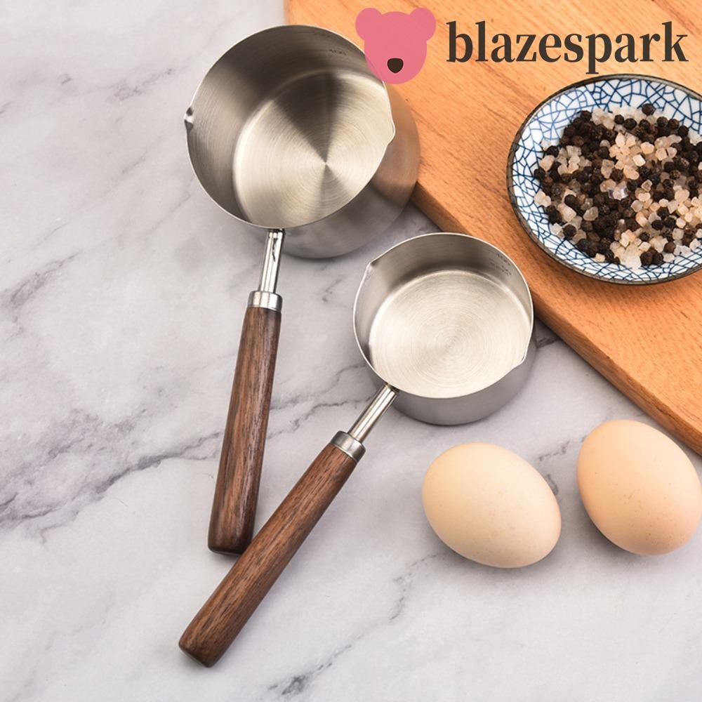 Blazespark กระทะนม, ด้ามไม้ 304 หม้อน้ํามันสแตนเลส, พวยพวยในครัวเรือนที่มีขนาดกระทะซอสขนาดเล็ก ...