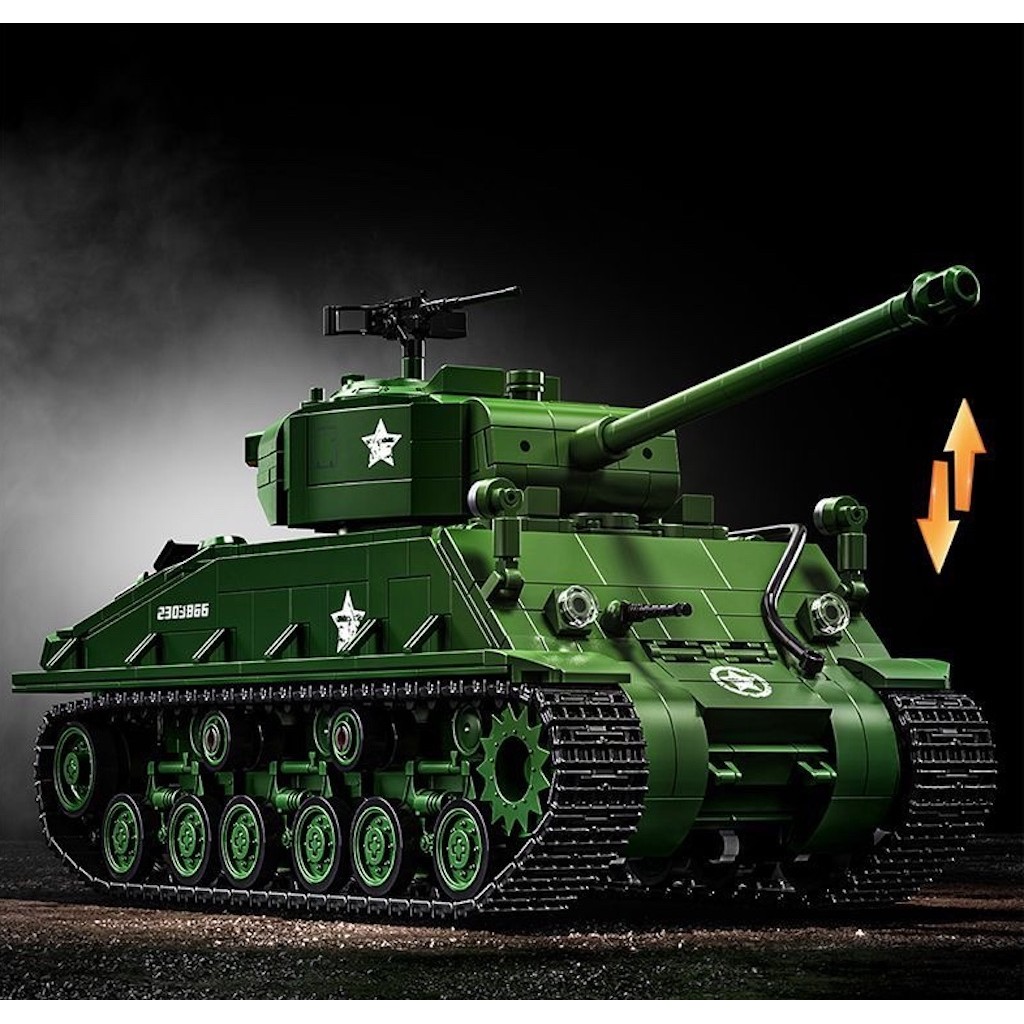 Mybrickstore 1682PCS MOC M4 Sherman Medium Tank รูปพัฒนาของเล่น ...