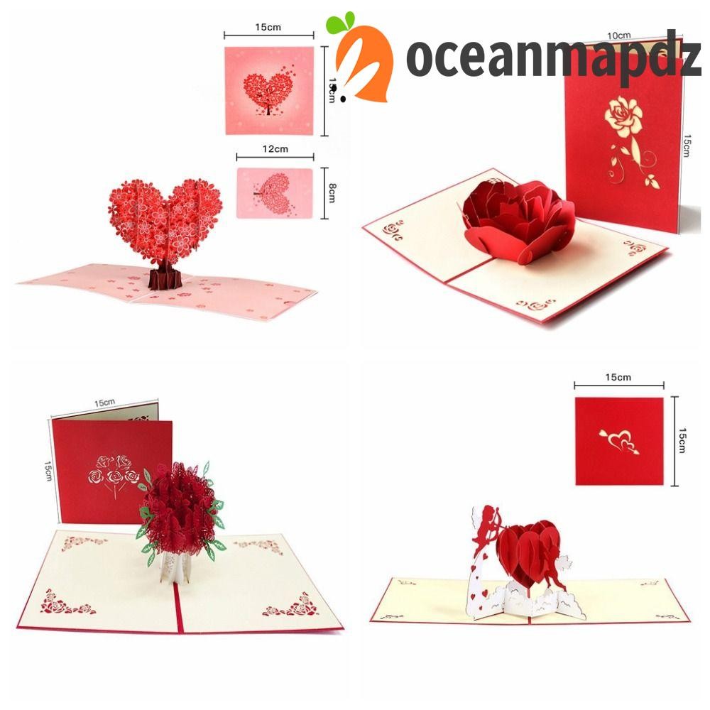 OCEANMAPDZ 3D Pop-UP การ์ดวันวาเลนไทน์, รักเชิญ Forever Pop UP การ์ดอวยพร, ลายมือโรแมนติกพับ ...