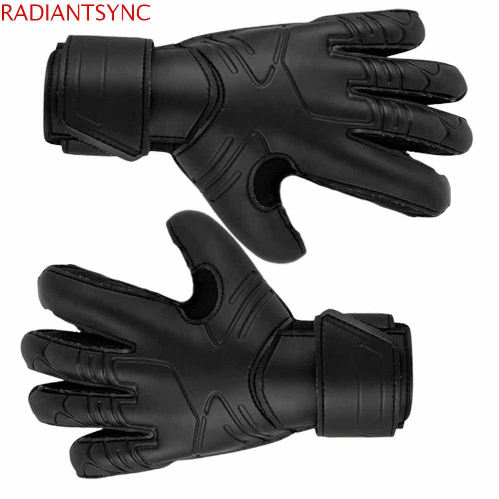 ถุงมือผู้รักษาประตู RADIANTSYNC ป้องกันนิ้วถุงมือยางฟุตบอล, สวมใส่ง่าย สีดํา PU Handguard ฟุตบอล ...