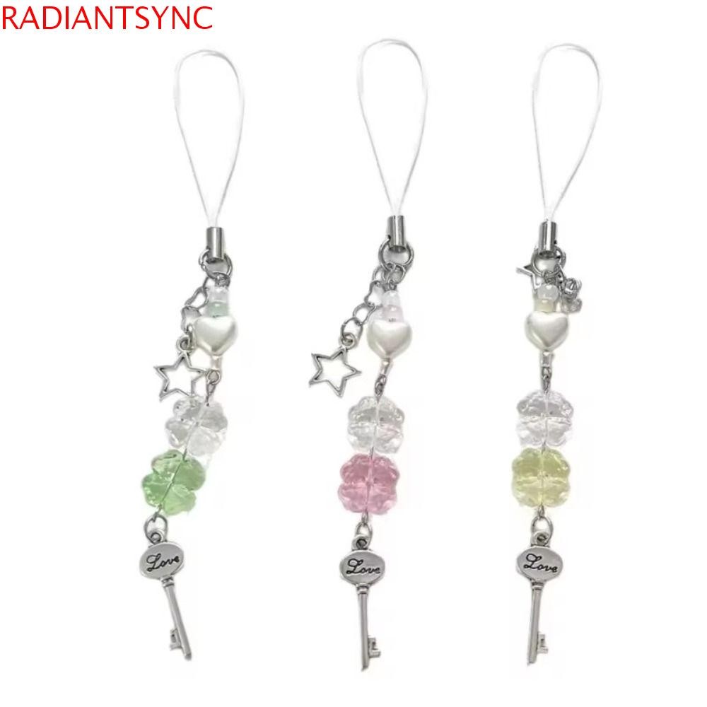 Radiantsync Clovers โซ่โทรศัพท์, Lucky Four Leaf กระเป๋าตกแต่งลูกปัดจี้โทรศัพท์, แฟชั่นสายรัด ...