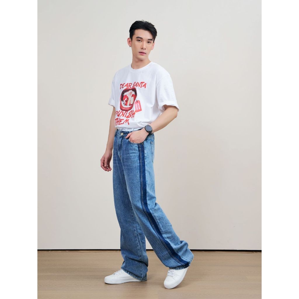 Niyom Jeans : รุ่น B293 กางเกงยีนส์ผู้หญิง ทรงกระบอก แต่งแถบข้าง ...