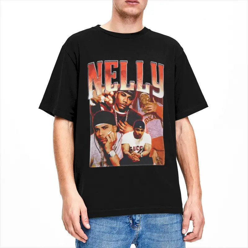 แร็ปเปอร์ Nelly 90s ฮิปฮอปวินเทจสำหรับผู้ชายและผู้หญิง เสื้อยืดสินค้า ...