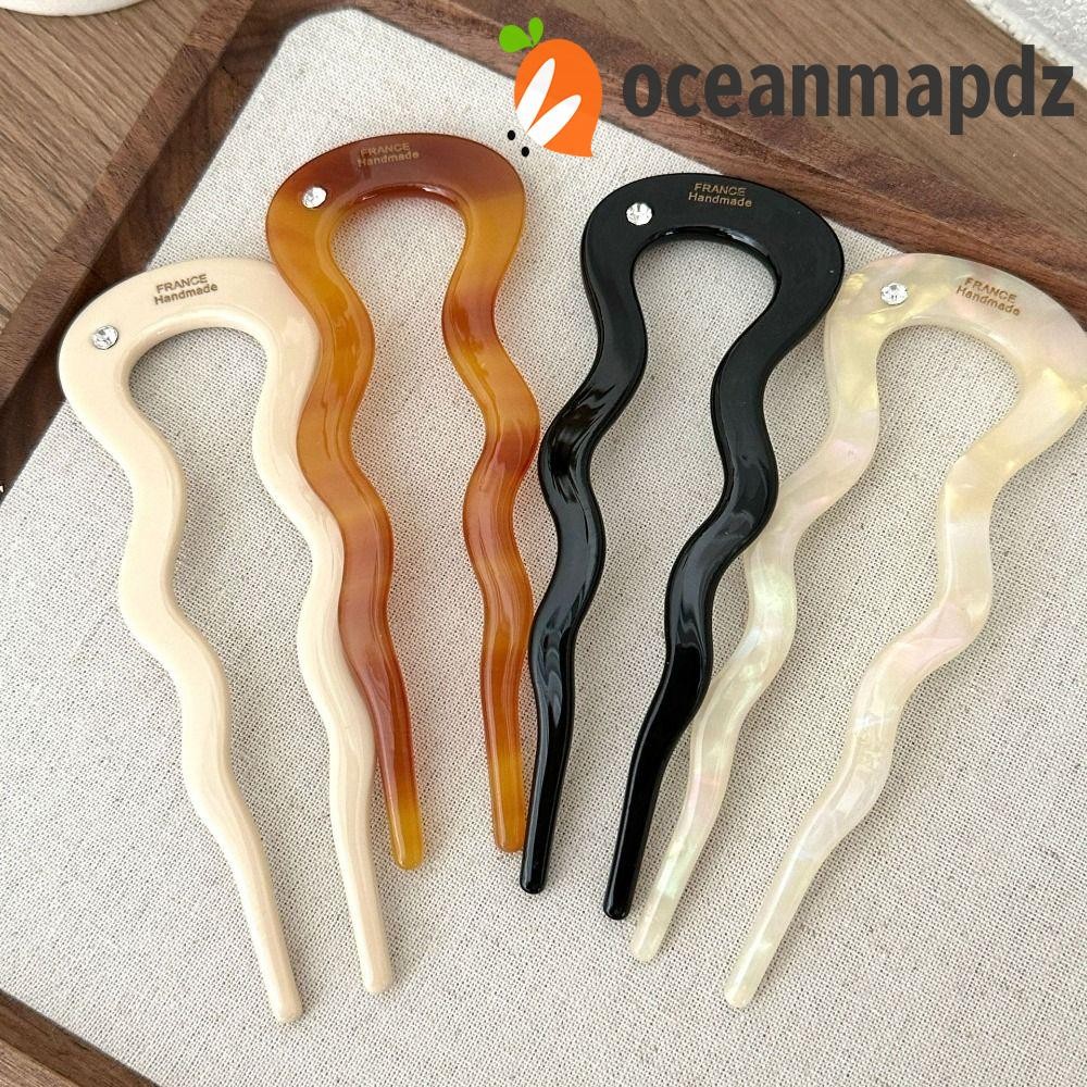 OCEANMAPDZ U รูปผม Stick, Wave Rhinestone กรดอะซิติกผมส้อม, ของขวัญ ...
