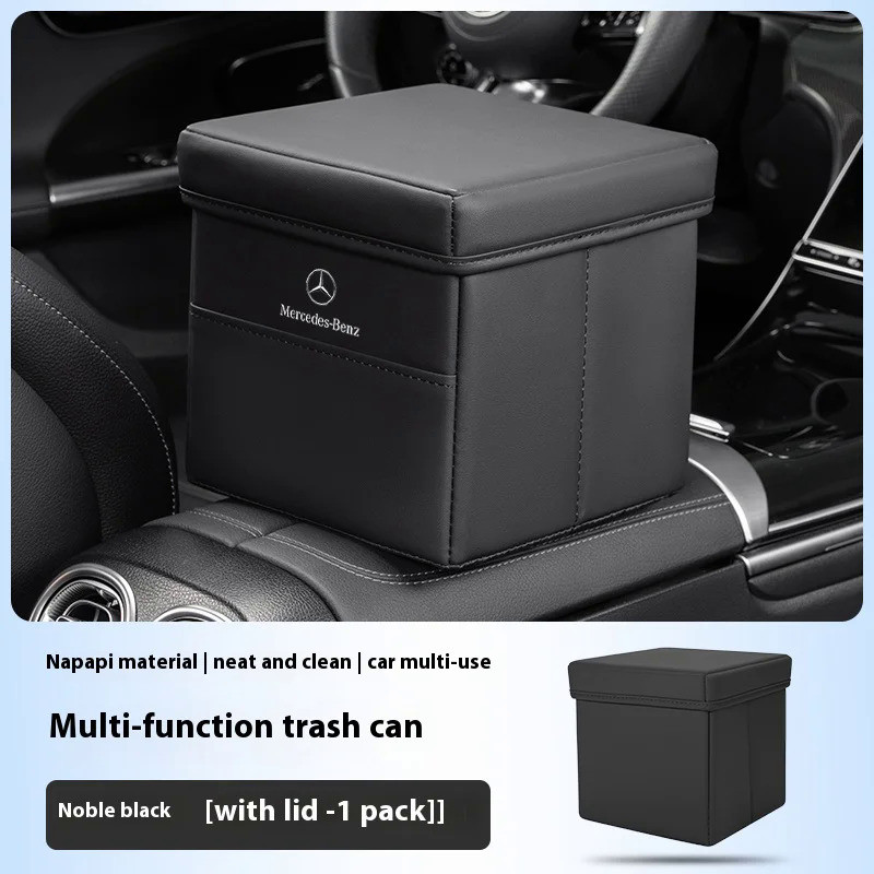 Car Foldable Leather Storage Box Garbage Bin For Mercedes Benz A C E S ...