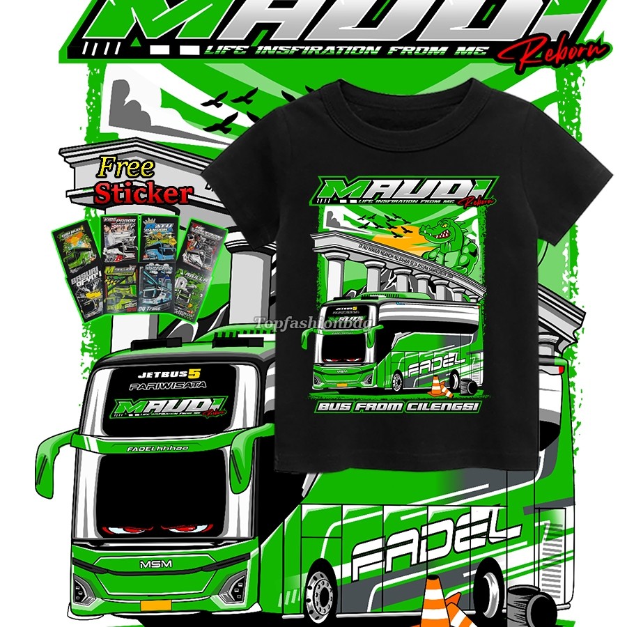 สีเขียว - MAUDI Bus เสื้อผ้าเด็ก Jb5 Telolet Bus Vector เสื้อยืดสําหรับ ...