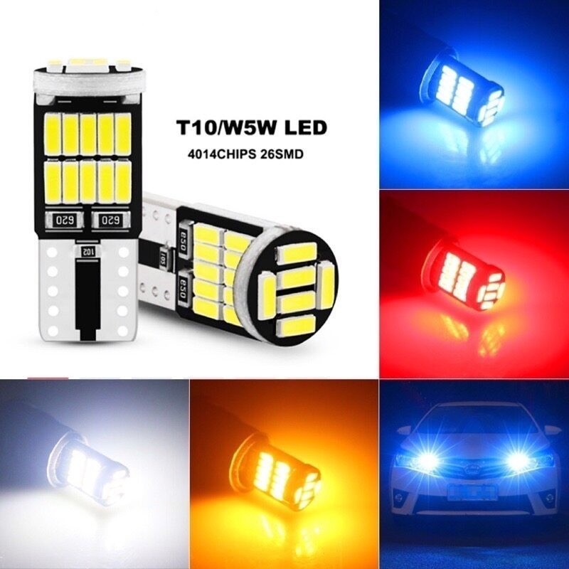 HEXMA มาใหม่ ไฟหรี่ (1ชิ้น) ไฟส่องป้ายทะเบียน T10/W5W LED 4014CHIPS 26SMD มีหลายสีให้เลือก DC ...